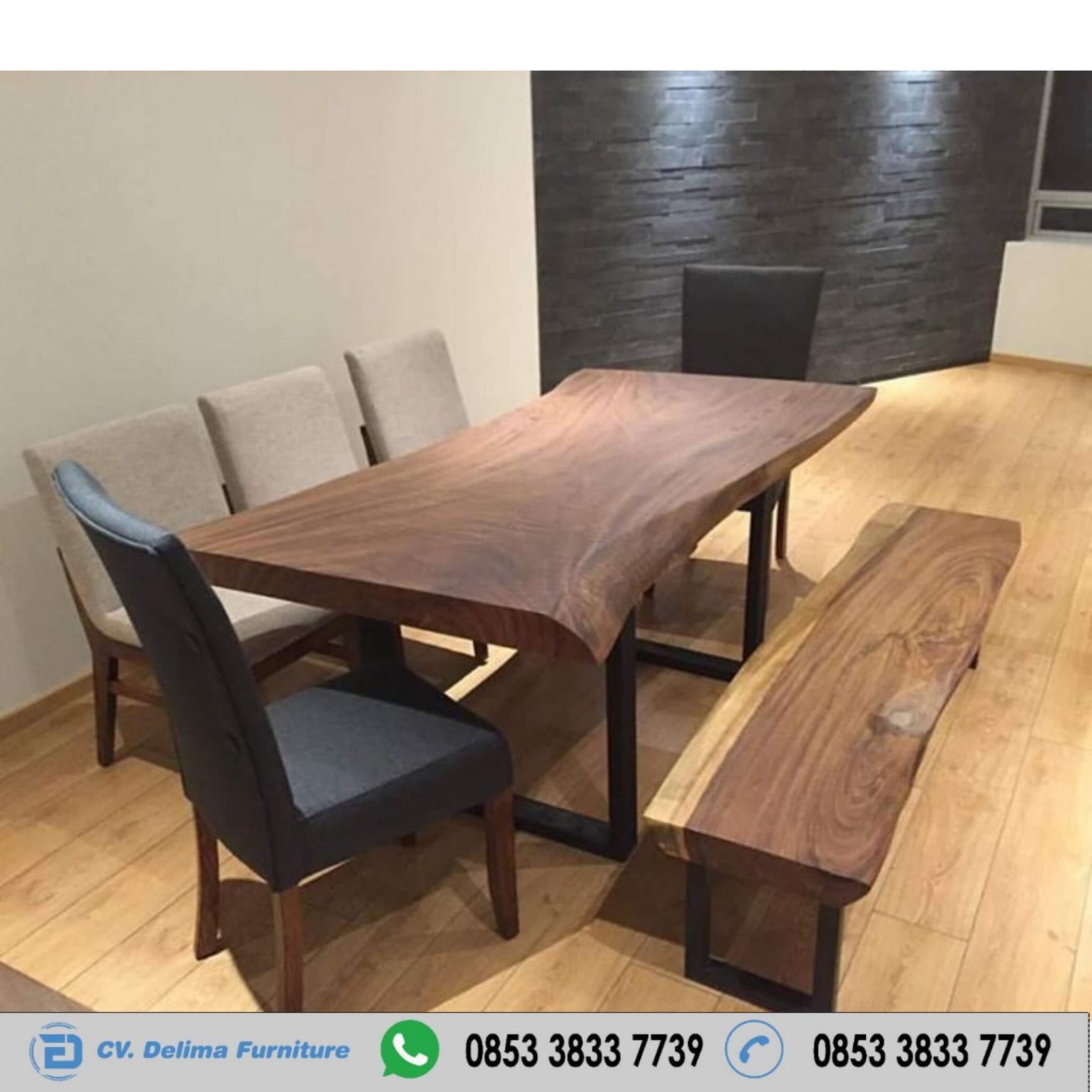 Set Meja Makan Kayu Antik Trembesi Utuh Firniture Jati Jepara