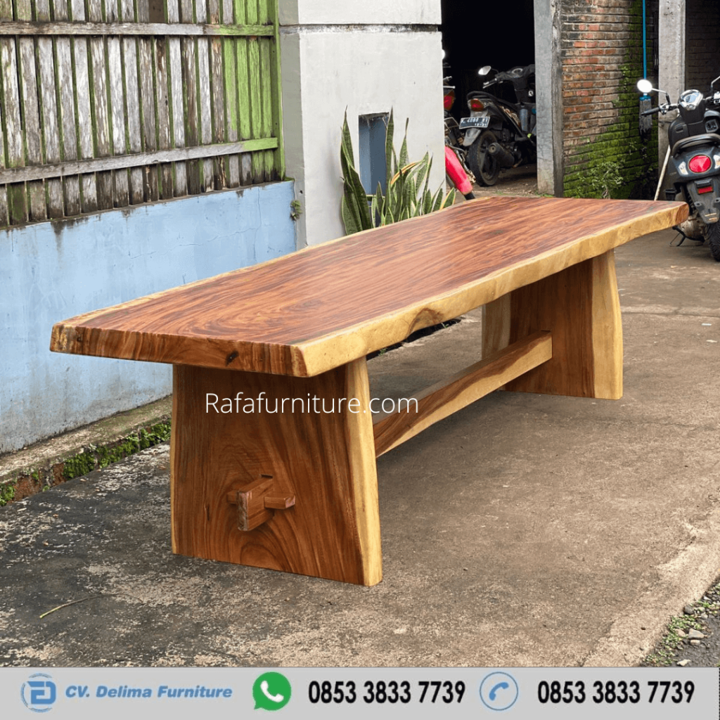 Meja Makan Kayu Solid Utuh Lembaran Firniture Jati Jepara
